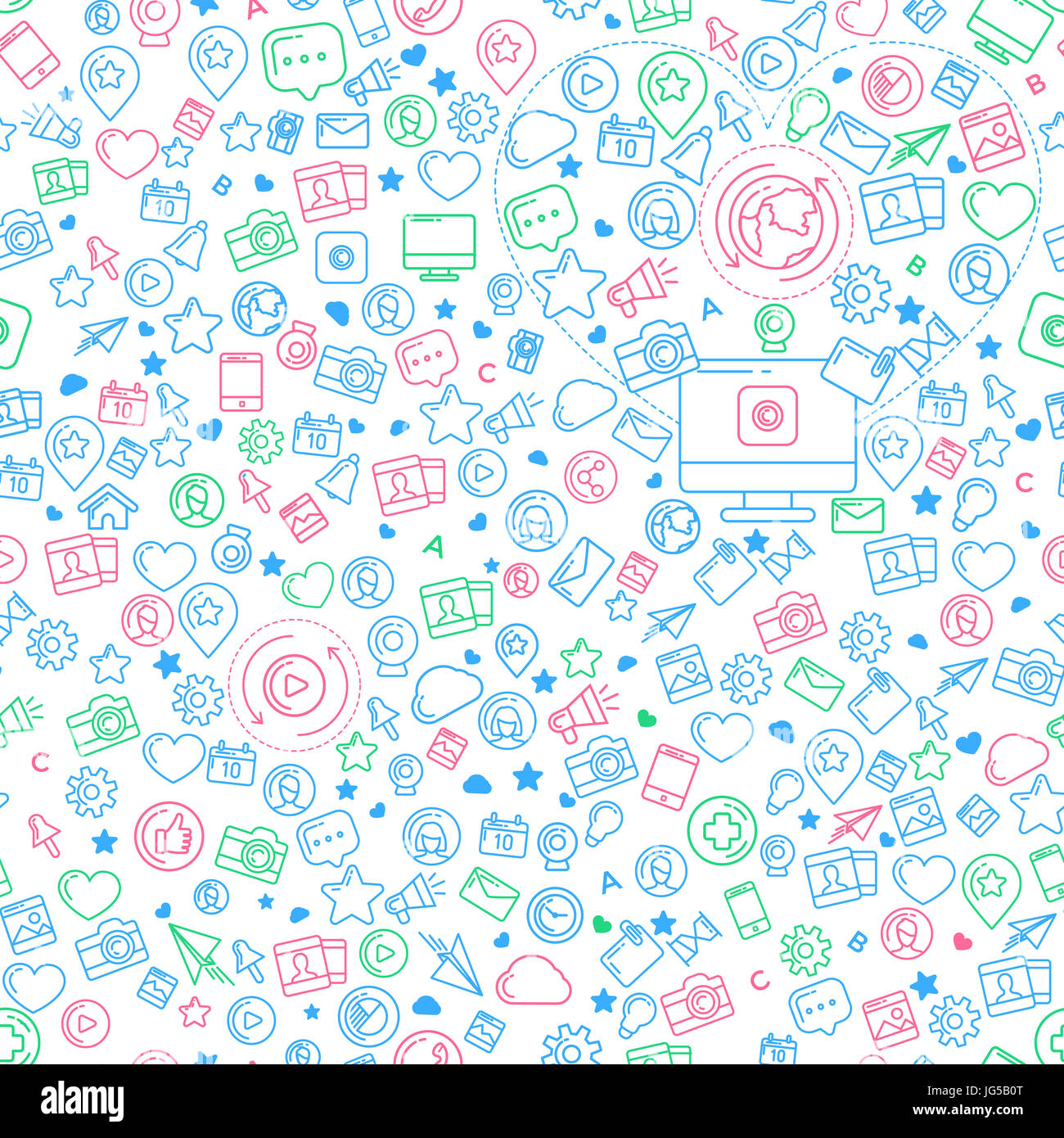Social Media Blue Seamless Pattern Stock Photo - Alamy
