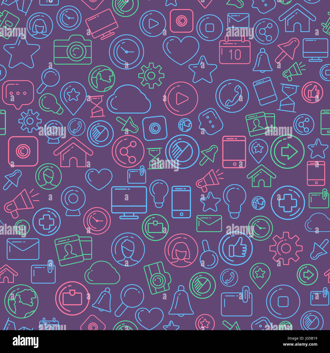 Social Media Colorful Seamless Pattern Stock Photo - Alamy