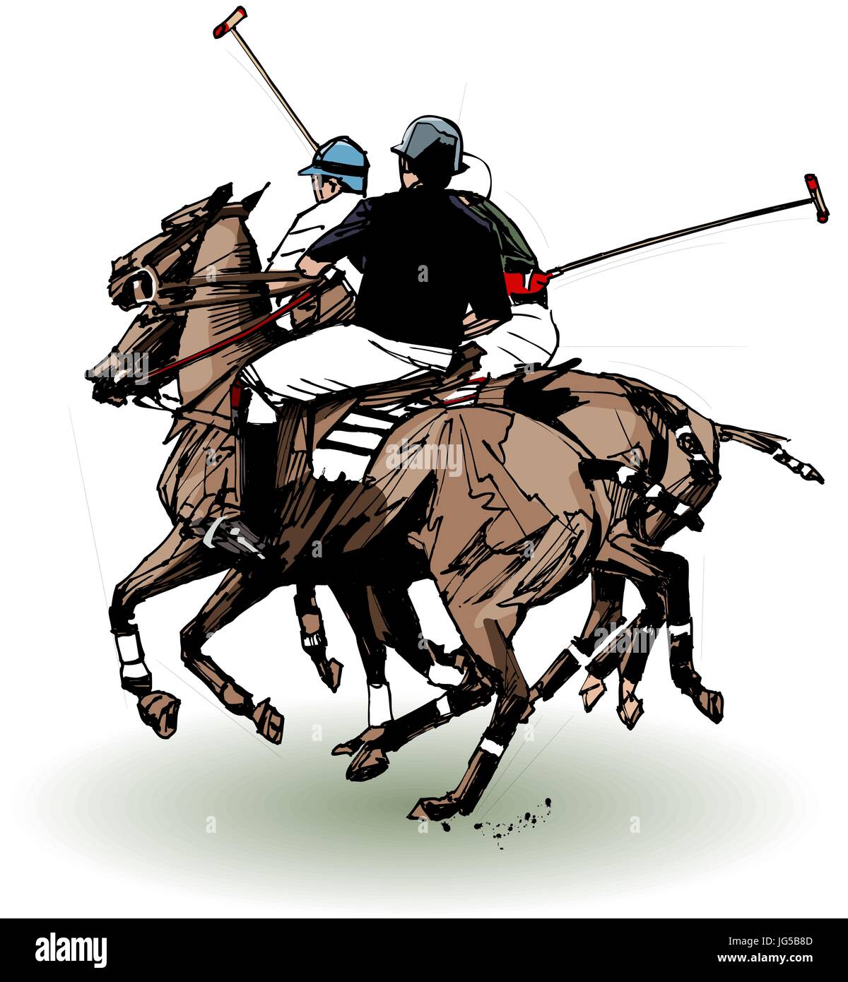Vector illustration of polo players (hand drawing Stock Vector Image ...