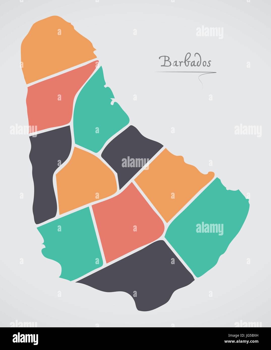 Barbados Map with states and modern round shapes Stock Vector Image ...