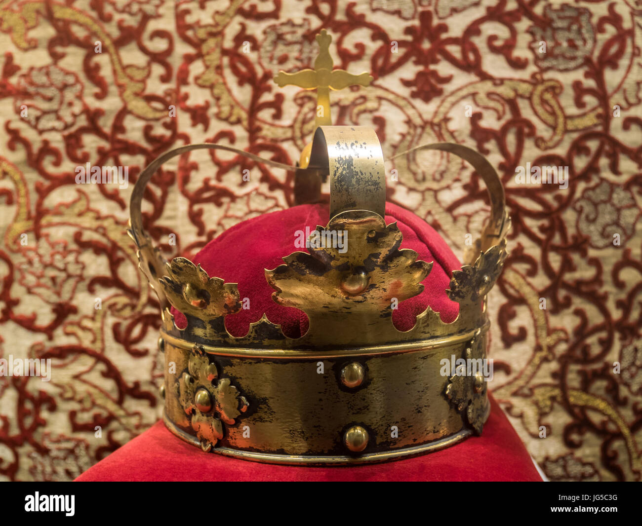 Original, old gold-plated crown of important catholic rulers Stock ...