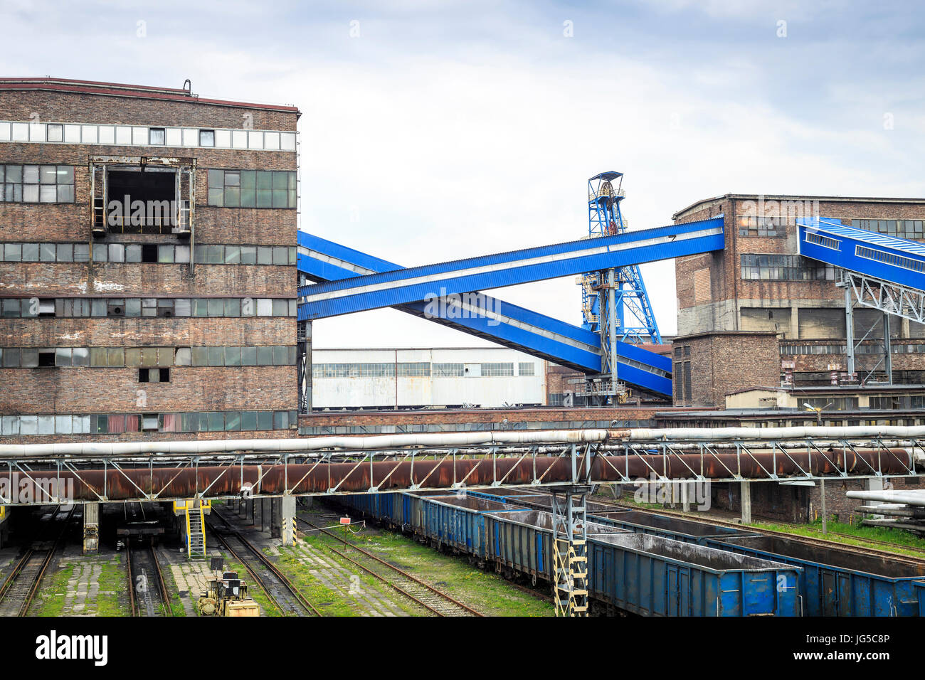 Mining infrastructure. Shaft, conveyors and buildings in Silesia ...