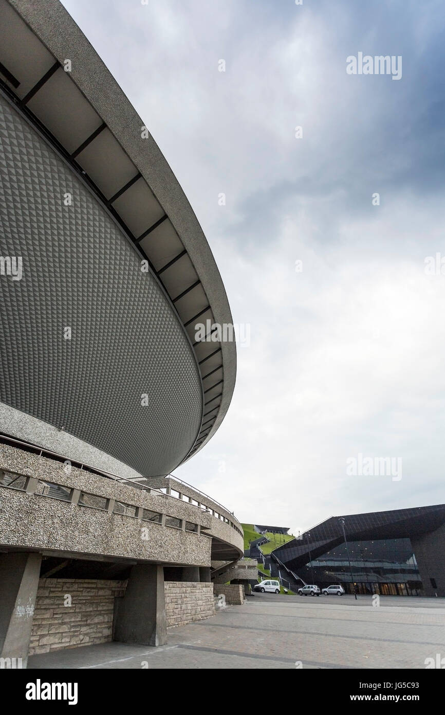 Entertainment hall called Spodek in city center of Katowice, Poland ...