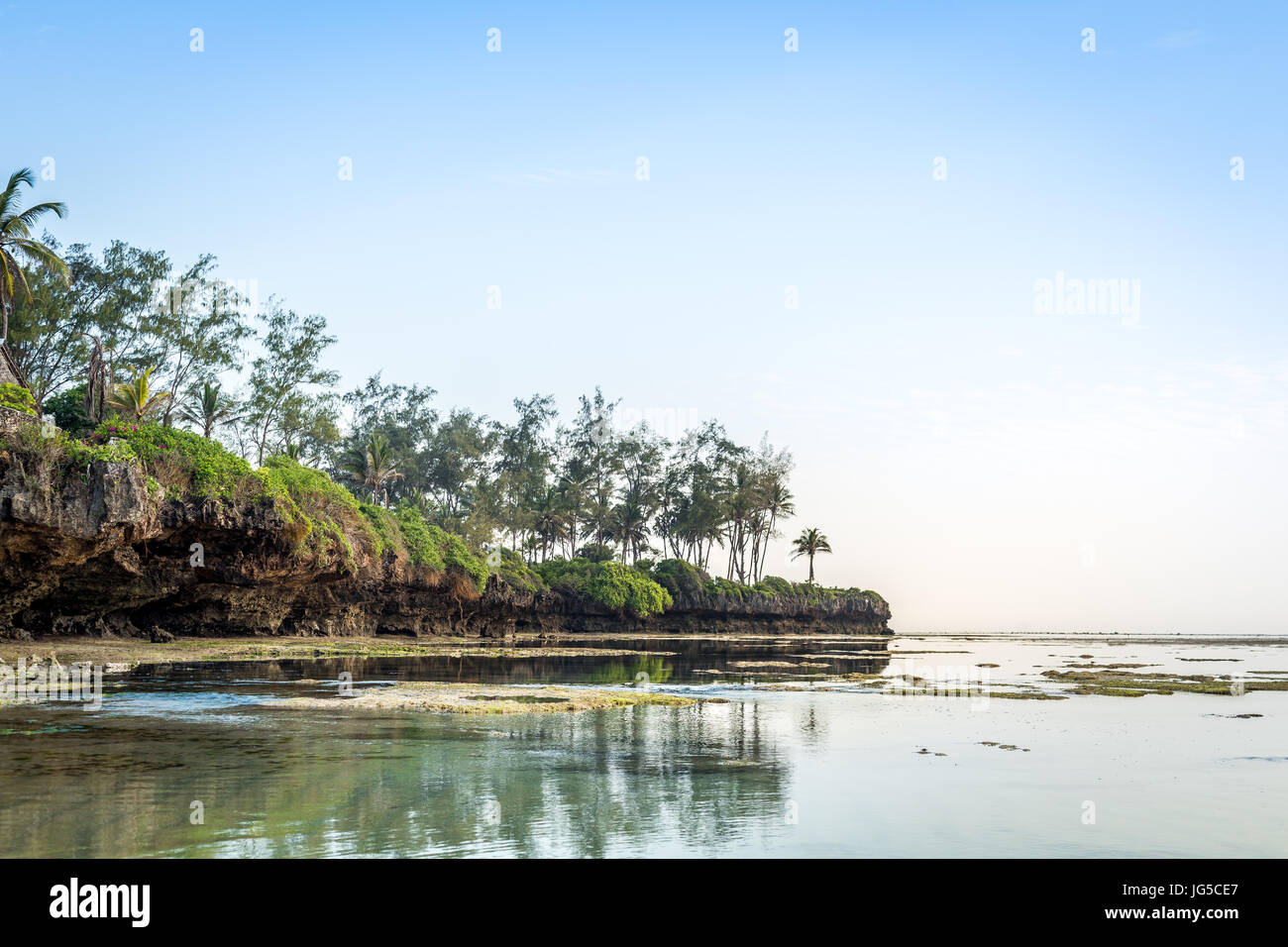 Paradise beach with white sand and palms, Kenya Stock Photo - Alamy