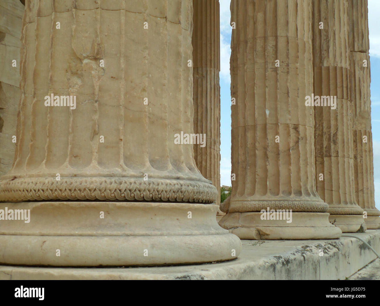 Details of huge Ionic column bases of The Erechtheion, ancient temple ...