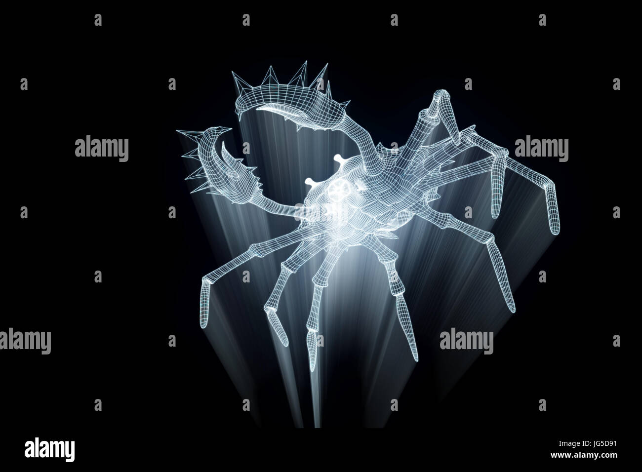 Cancer Crab in Hologram Wireframe Style. Nice 3D Rendering Stock Photo ...