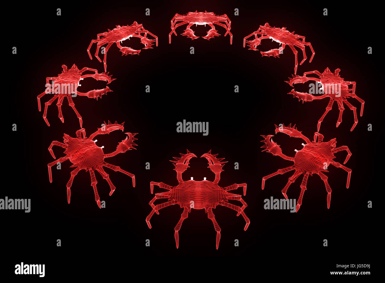Cancer Crab in Hologram Wireframe Style. Nice 3D Rendering Stock Photo ...