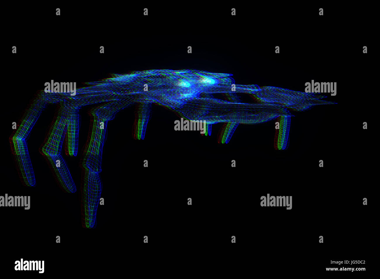 Cancer Crab in Hologram Wireframe Style. Nice 3D Rendering Stock Photo ...