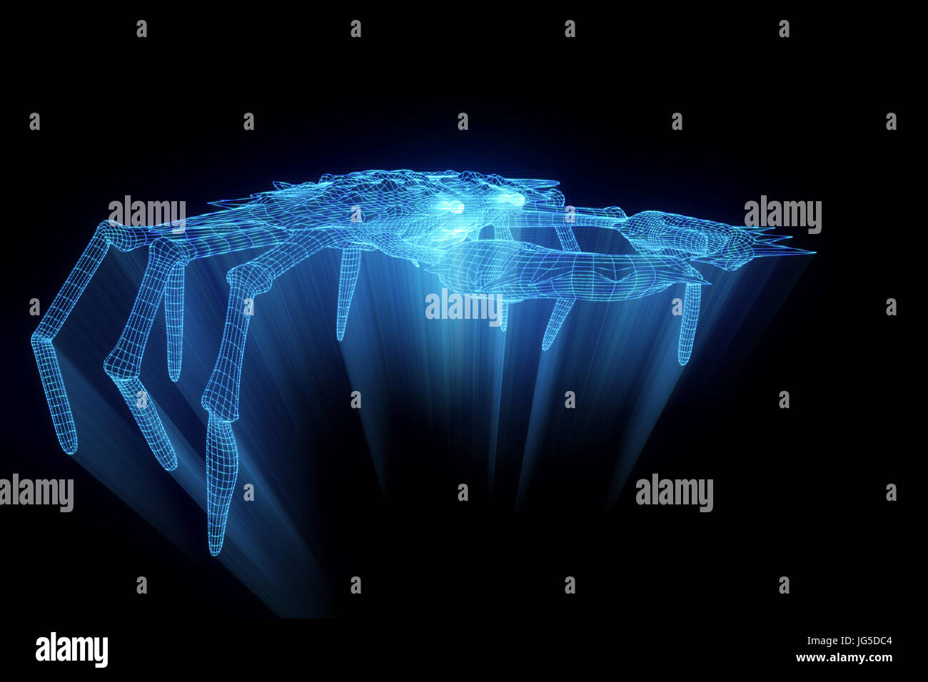 Cancer Crab in Hologram Wireframe Style. Nice 3D Rendering Stock Photo ...