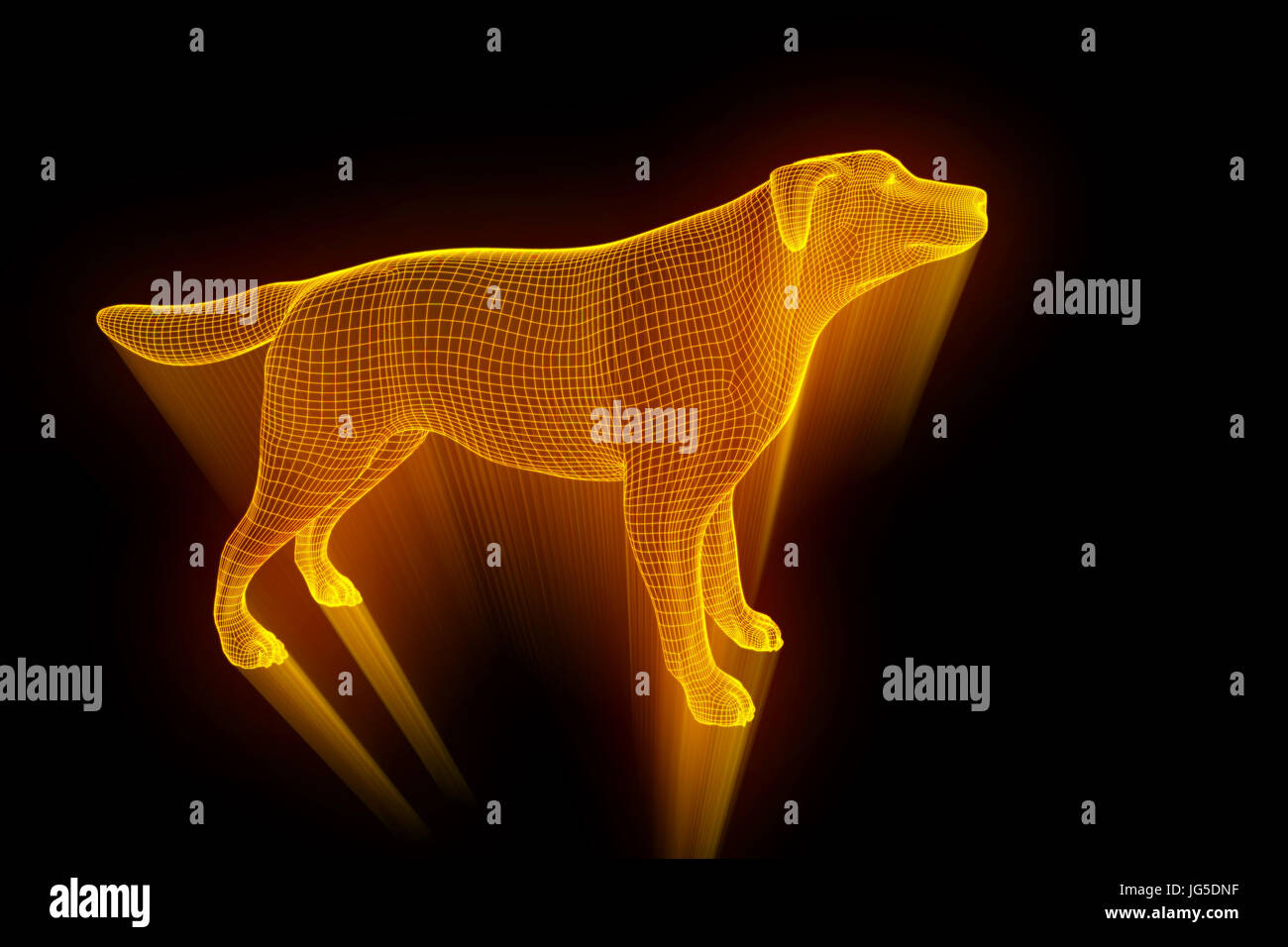 Dog in Hologram Wireframe Style. Nice 3D Rendering Stock Photo - Alamy