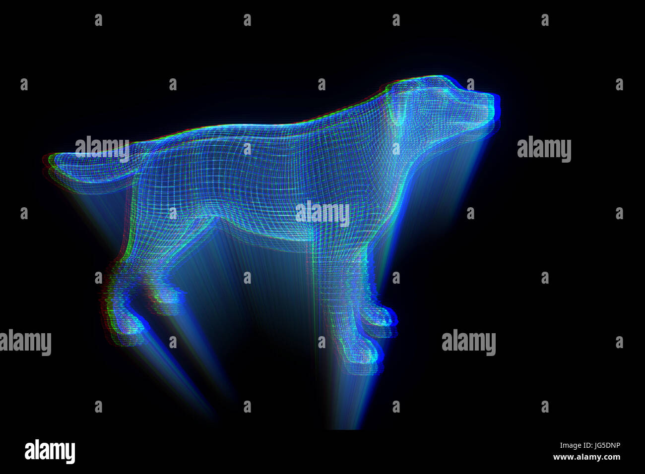 Dog in Hologram Wireframe Style. Nice 3D Rendering Stock Photo - Alamy