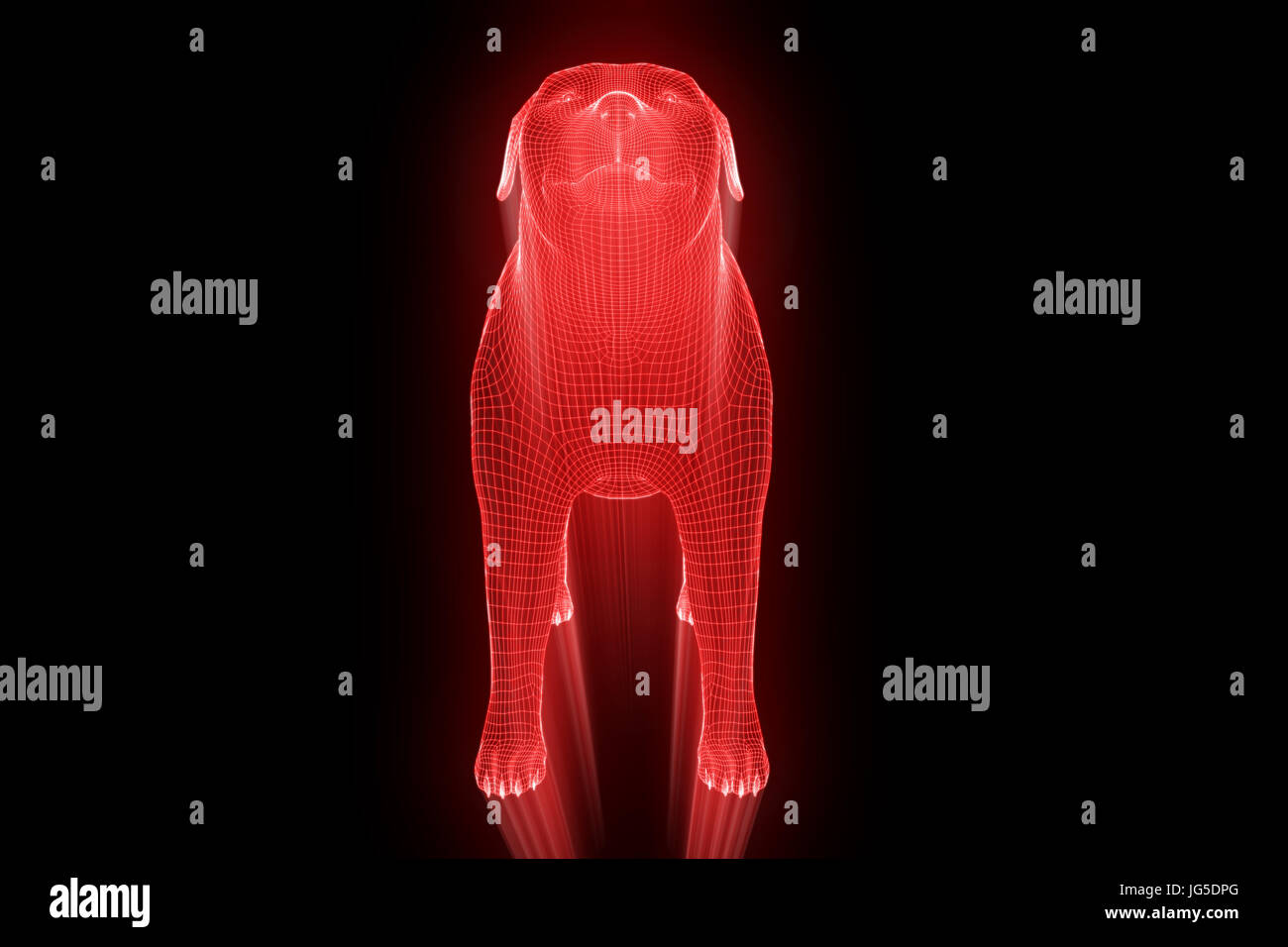 Dog in Hologram Wireframe Style. Nice 3D Rendering Stock Photo - Alamy