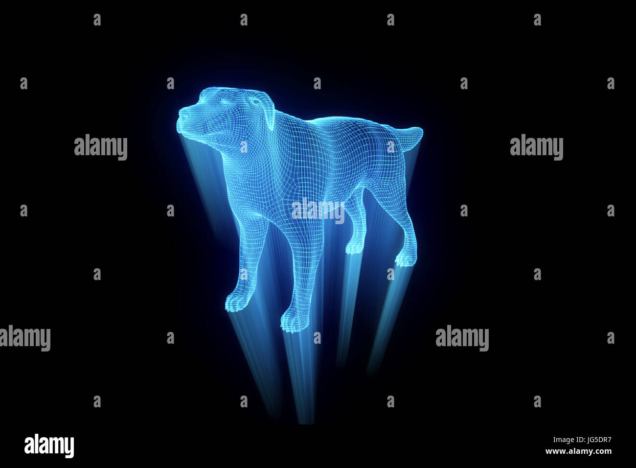 Dog in Hologram Wireframe Style. Nice 3D Rendering Stock Photo - Alamy