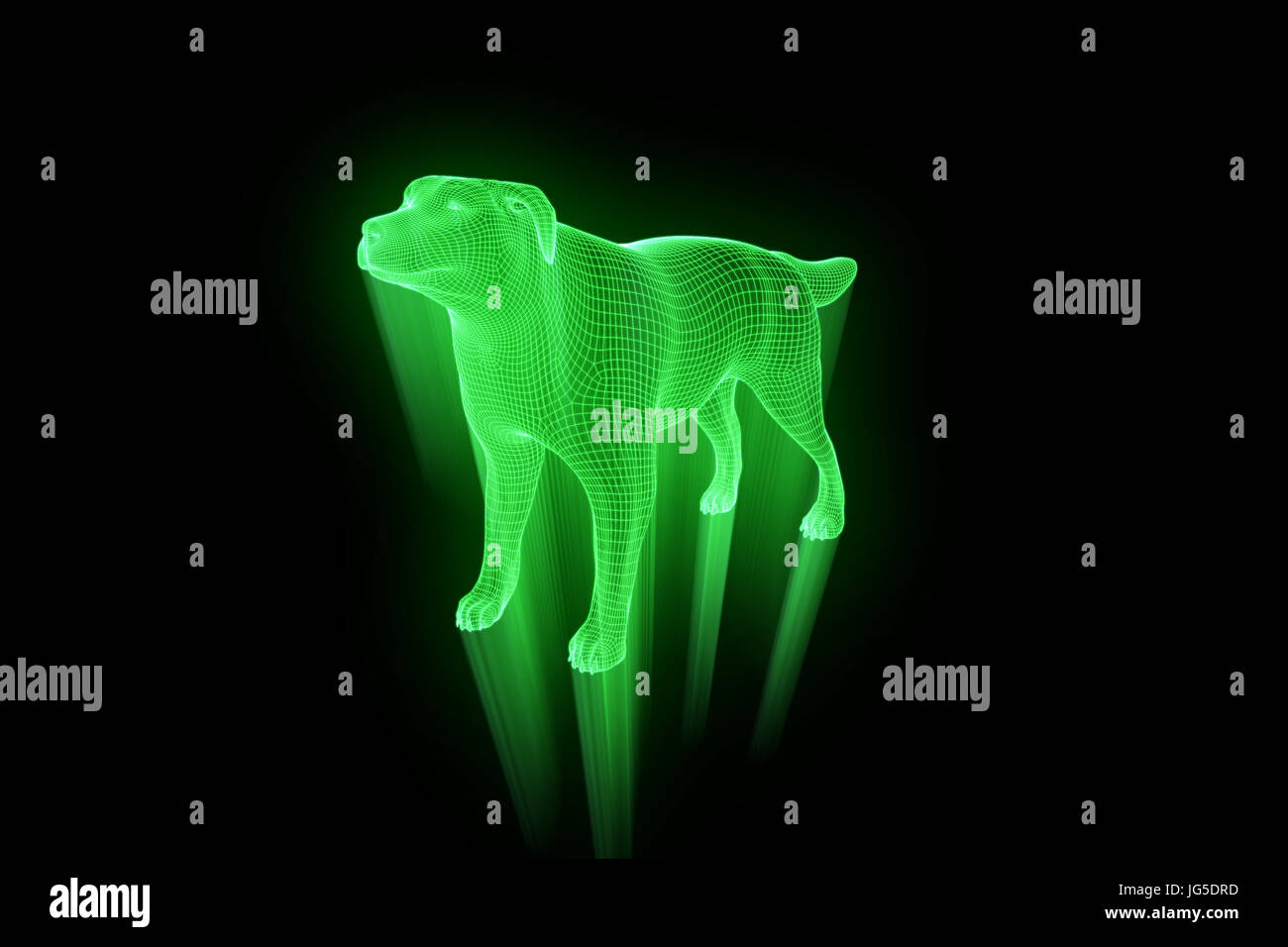 Dog in Hologram Wireframe Style. Nice 3D Rendering Stock Photo - Alamy