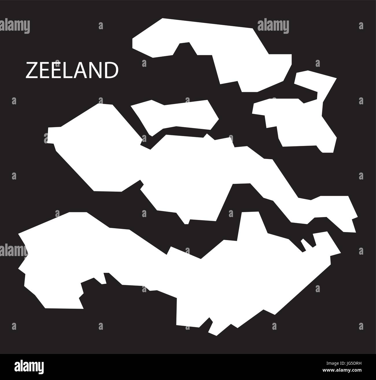 Zeeland Netherlands map black inverted silhouette illustration Stock ...