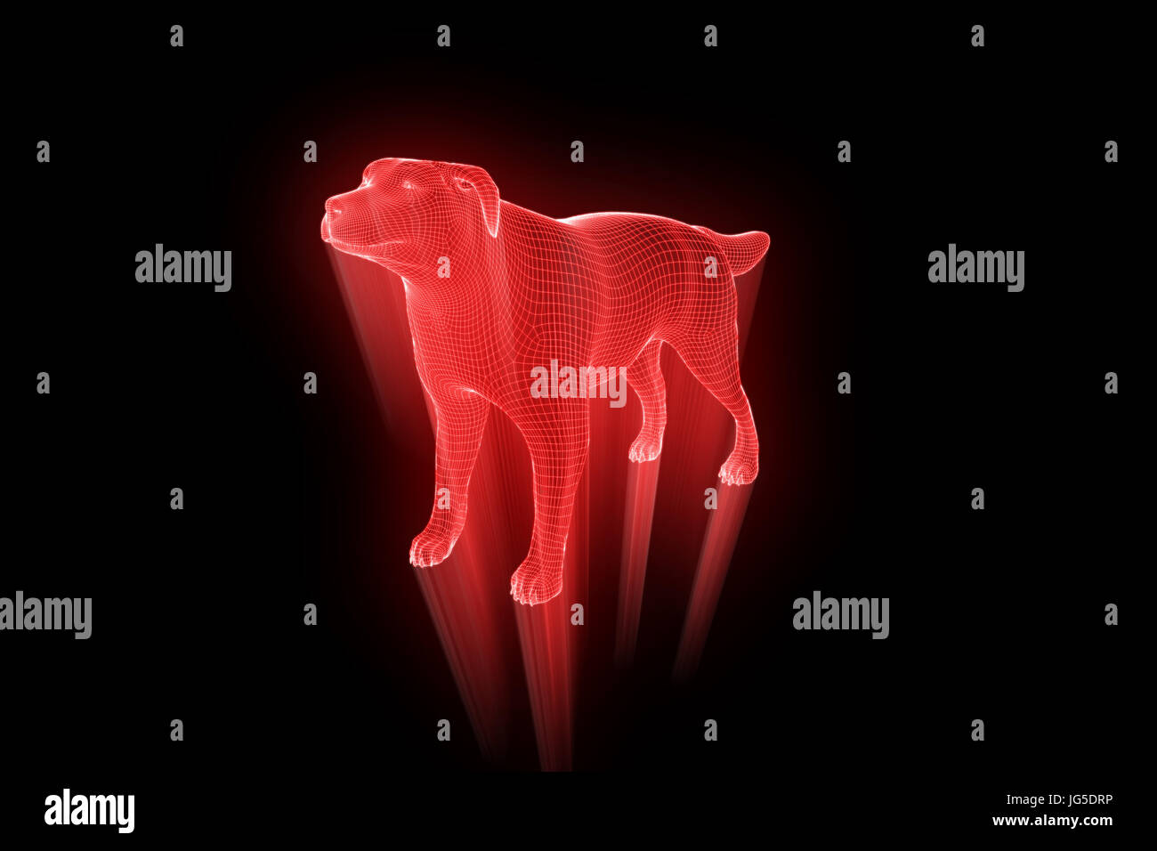 Dog in Hologram Wireframe Style. Nice 3D Rendering Stock Photo - Alamy