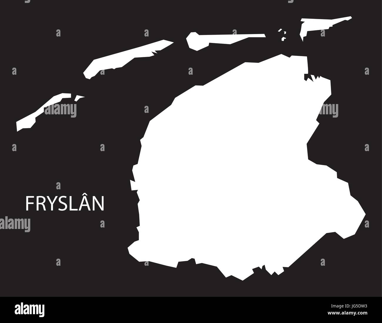 Fryslan Netherlands map black inverted silhouette illustration Stock ...