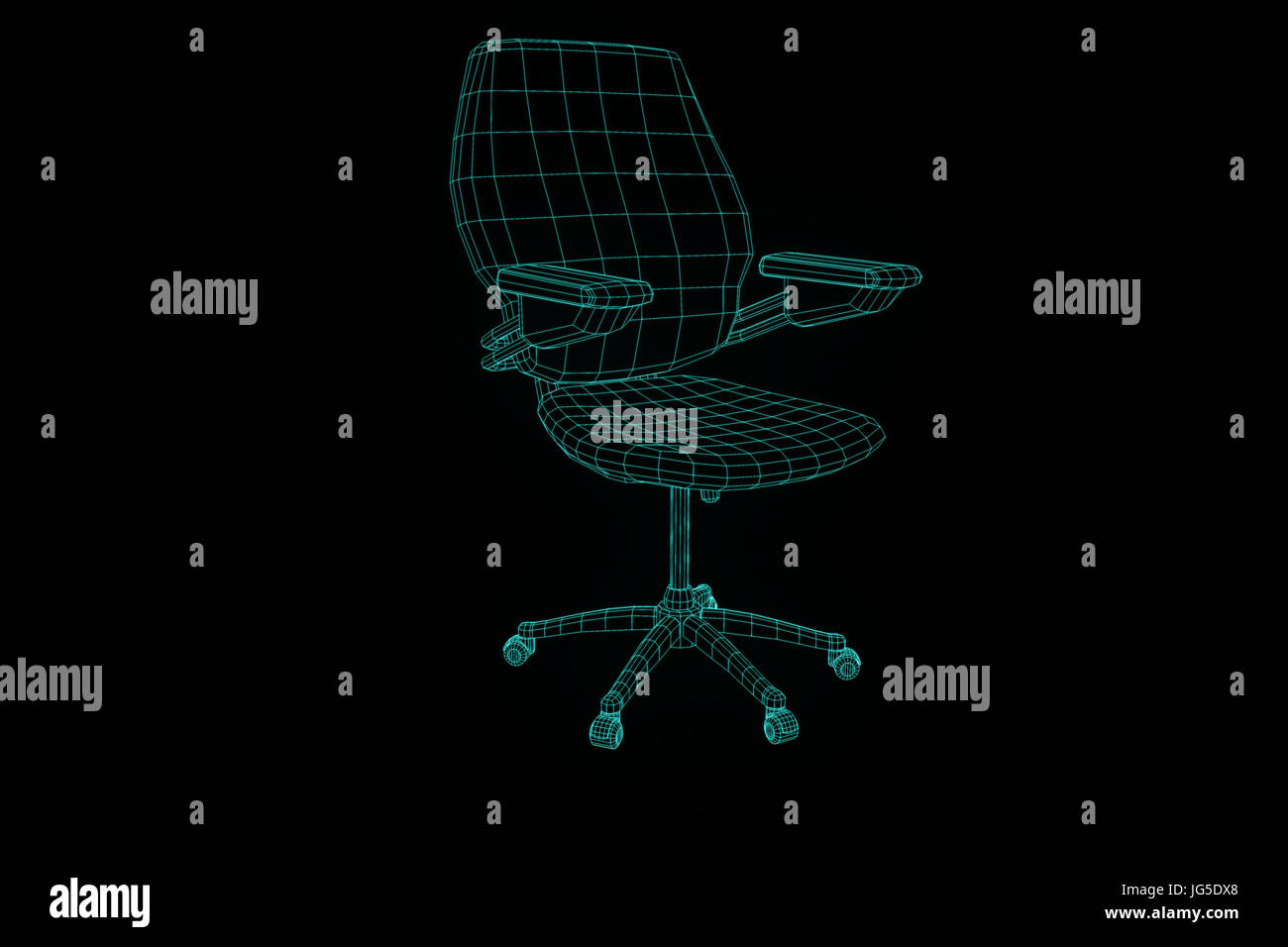 Office Chair in Hologram Wireframe Style. Nice 3D Rendering Stock Photo ...