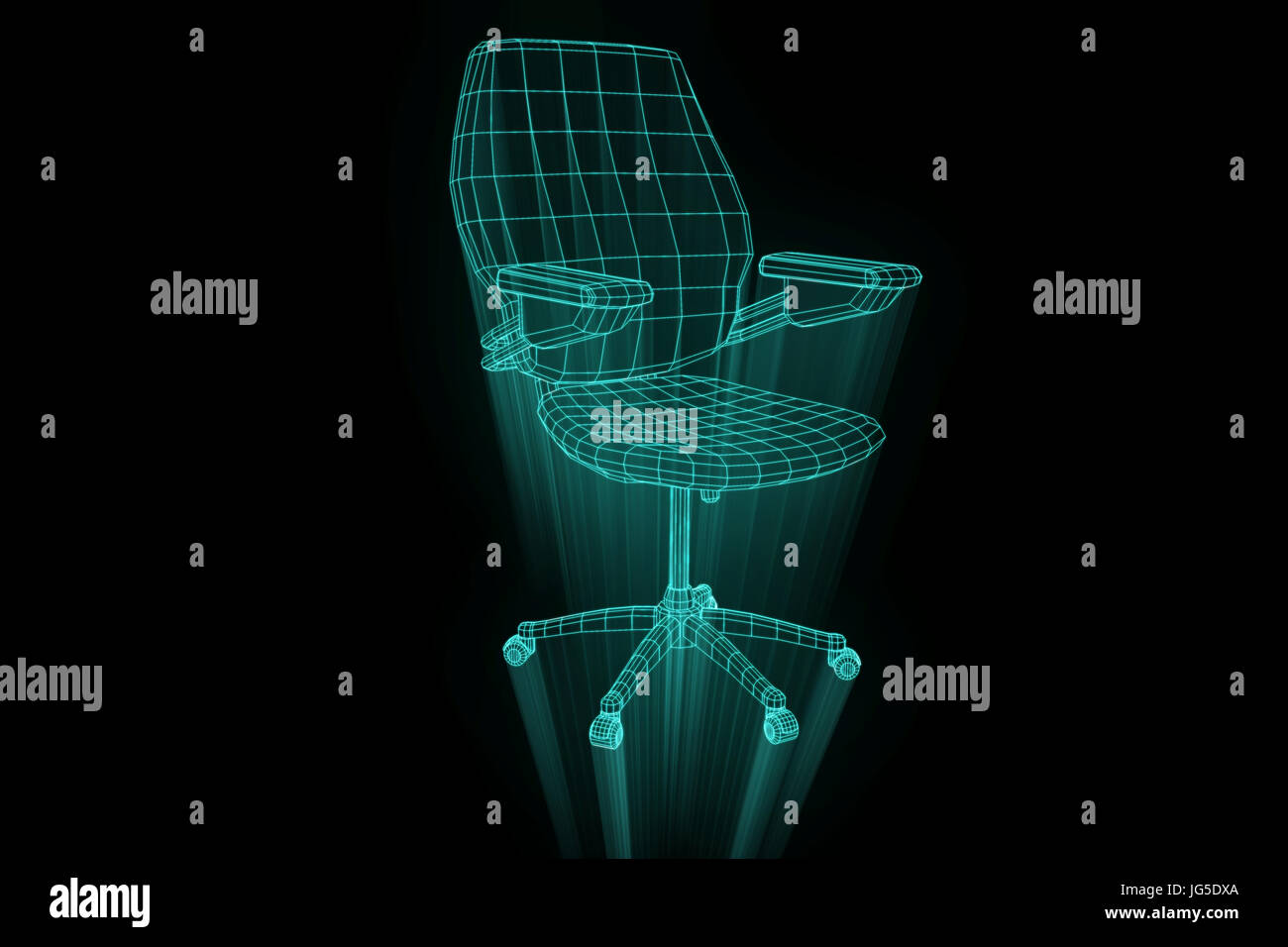 Office Chair in Hologram Wireframe Style. Nice 3D Rendering Stock Photo ...