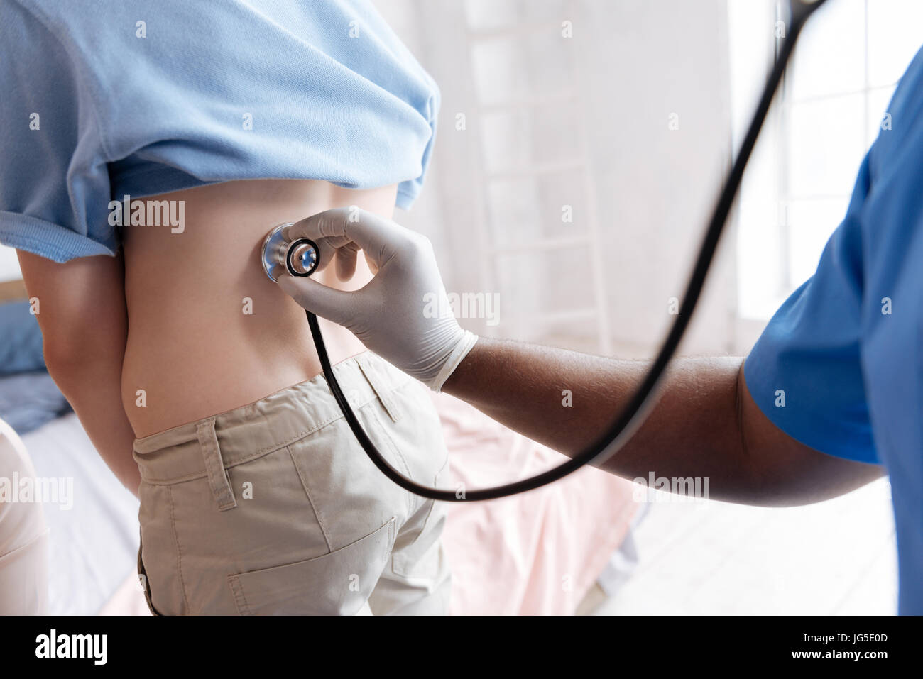 Close up of stethoscope while being in use Stock Photo - Alamy