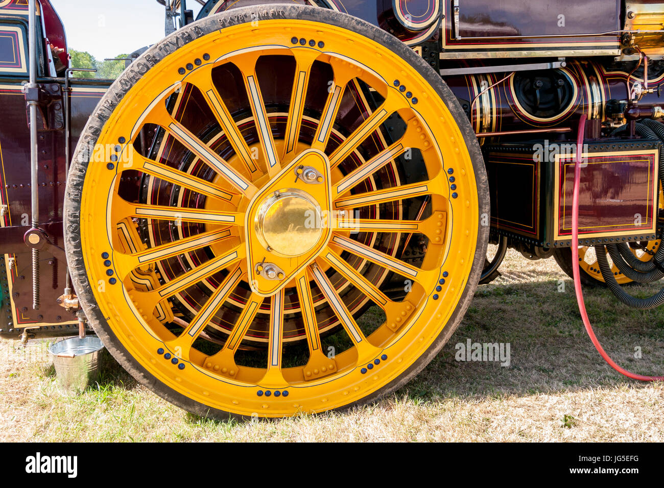 Rear wheels of a Showman`s Road Locomotive Traction Engine at a Steam ...