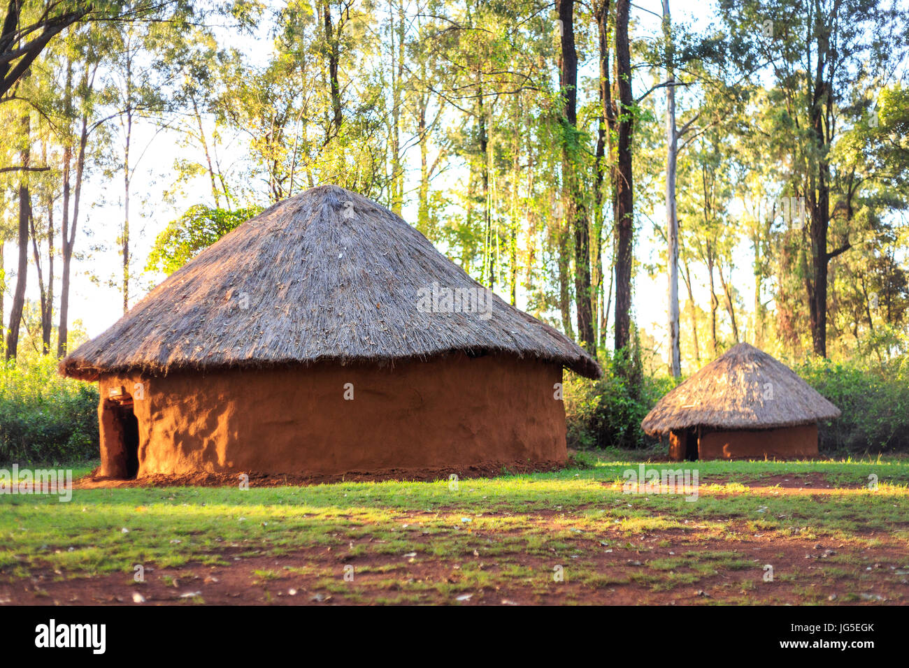 Traditional, tribal village of Kenyan people, Nairobi, East Africa ...