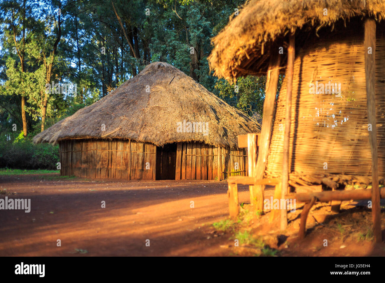 Traditional, tribal village of Kenyan people, Nairobi, East Africa ...