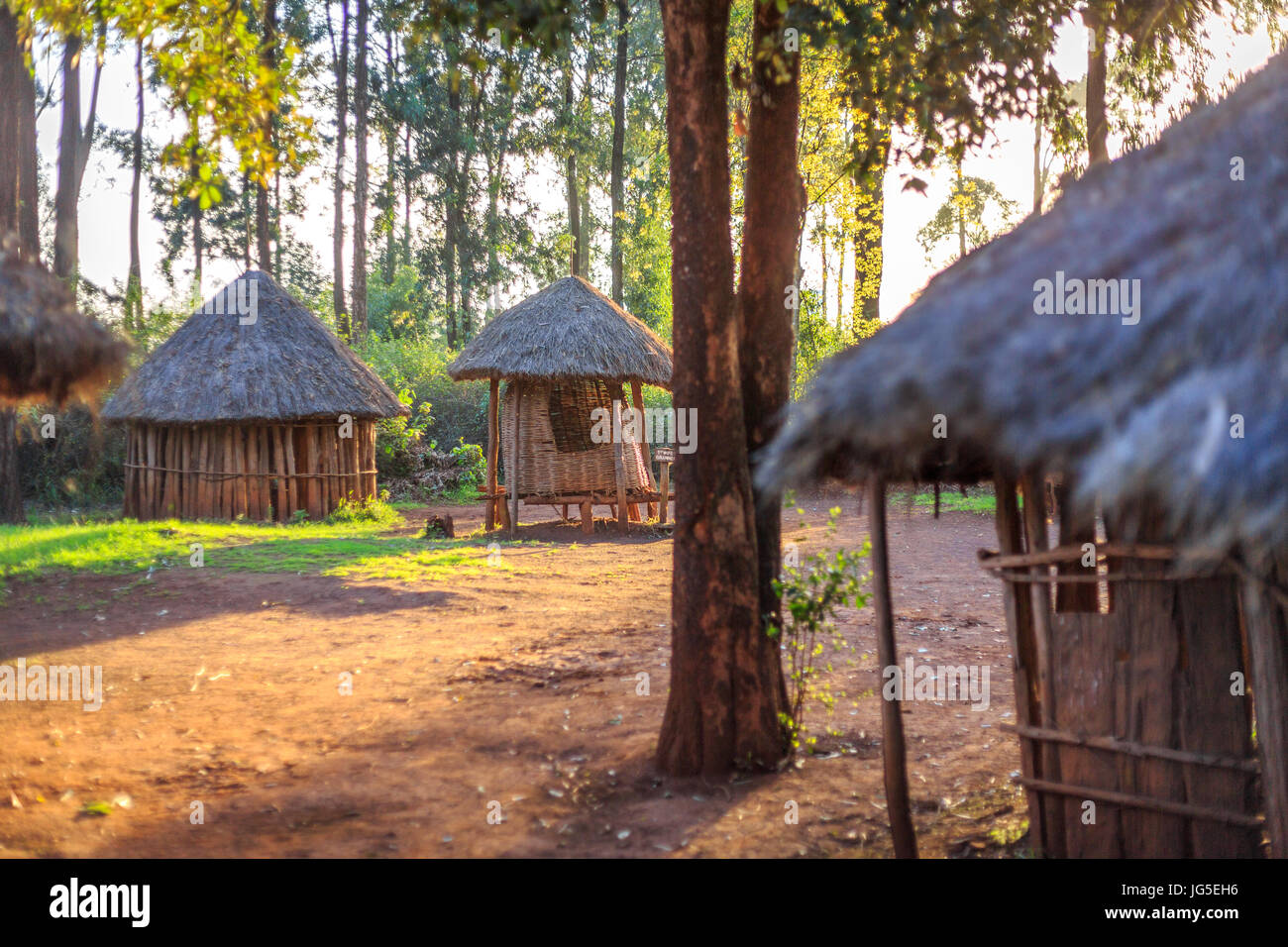 Traditional, tribal village of Kenyan people, Nairobi, East Africa ...