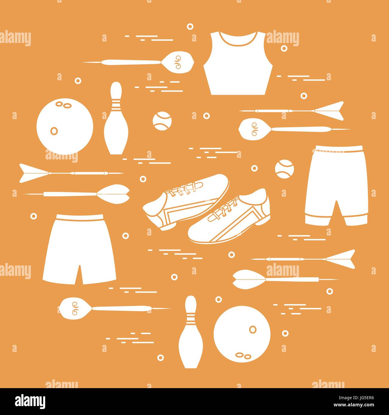 Vector illustration with goods for sports arranged in a circle. Sports ...