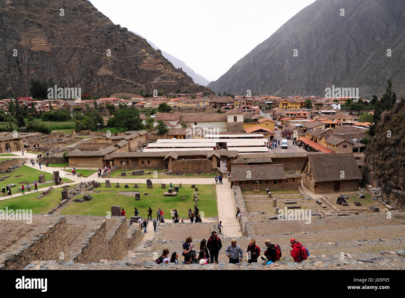 Above the town of Ollantaytambo tower the well-preserved remains of a ...