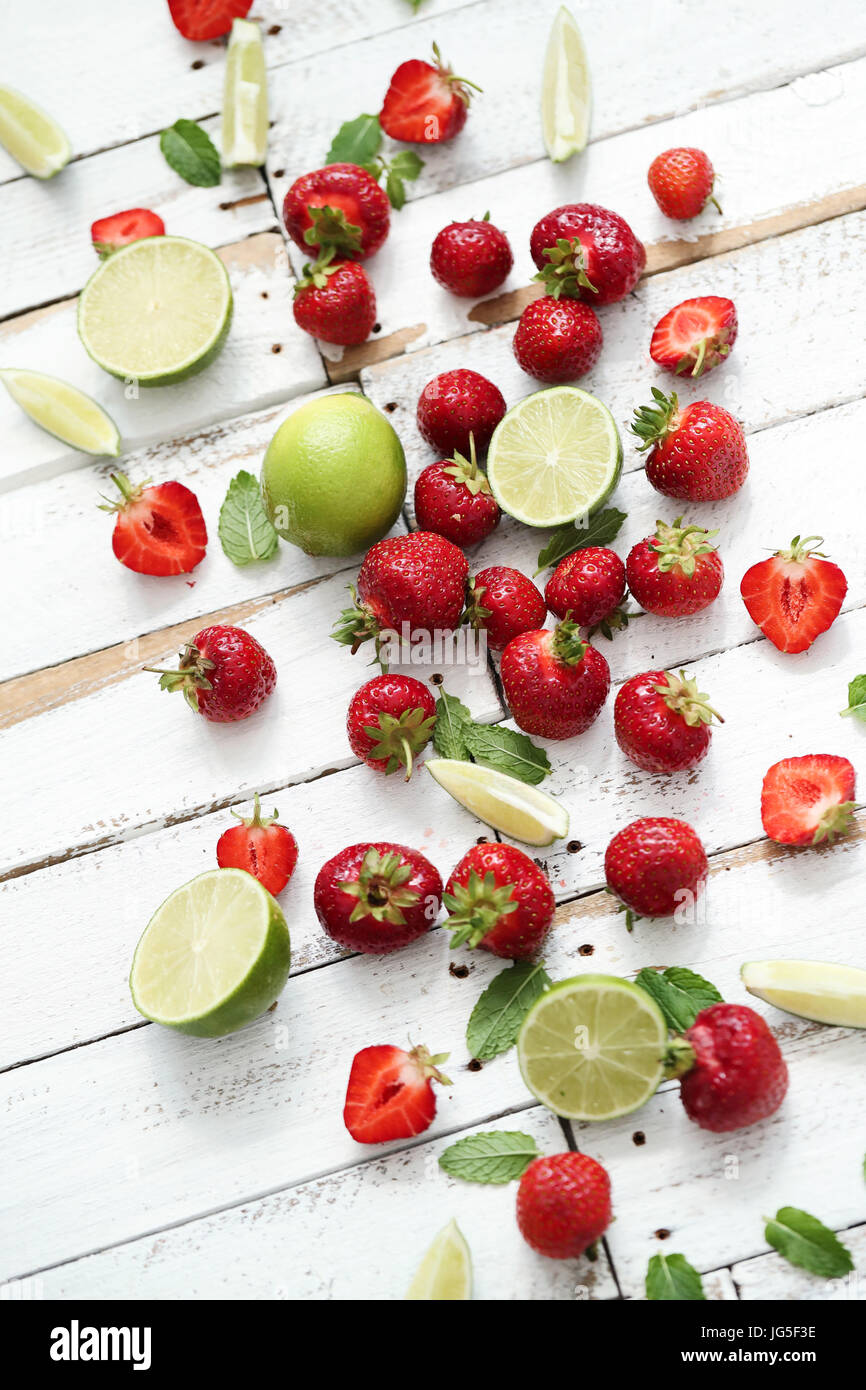 Fresh fruits and berries on the table Stock Photo - Alamy