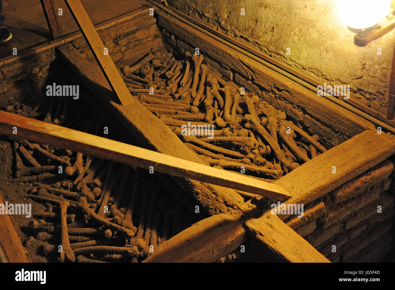 In the tunnels and catacombs of the San Francisco monastery in Lima ...