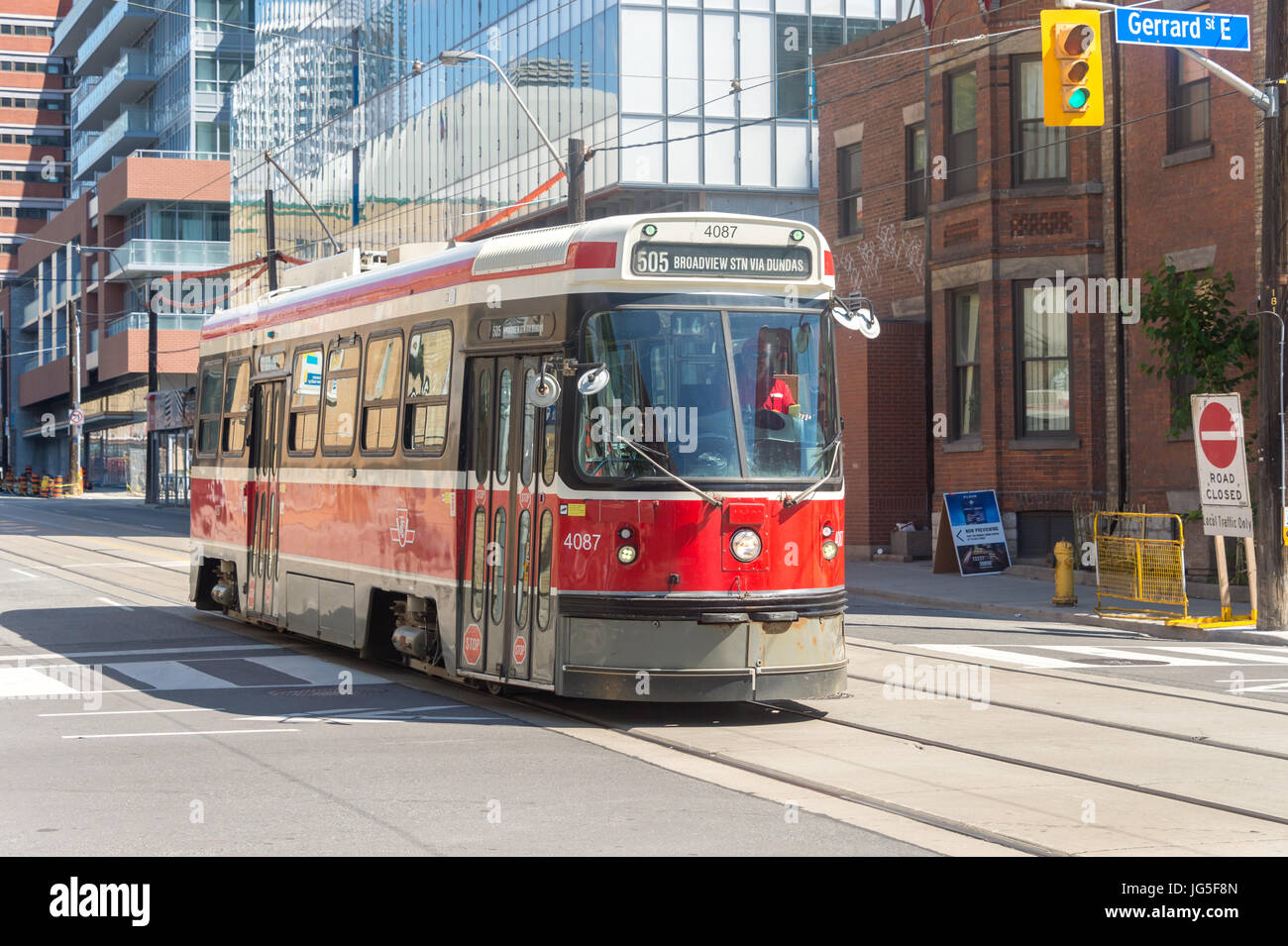 Toronto, CA - 25 June 2017: Toronto Streetcar running along the tram ...