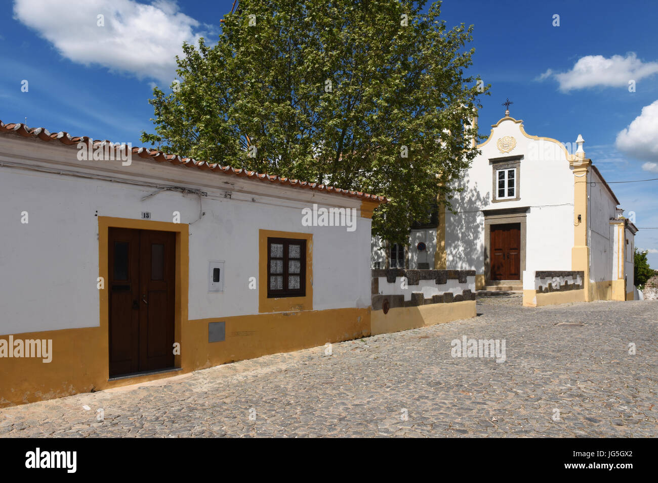 Calvario church in the village of Redondo, Alentejo region, Portugal ...