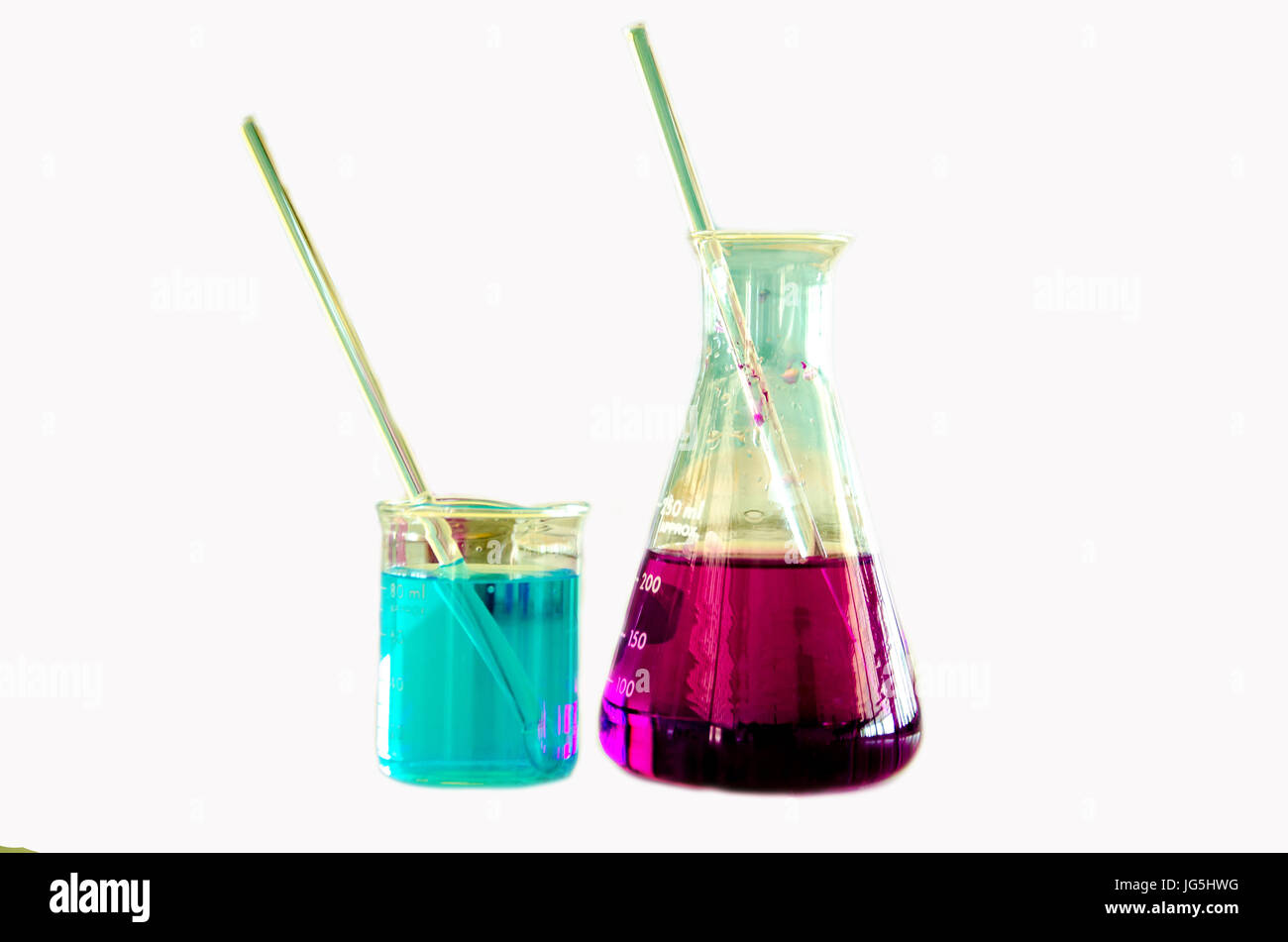 colorful of liquid in test tube in laboratory on white background Stock ...