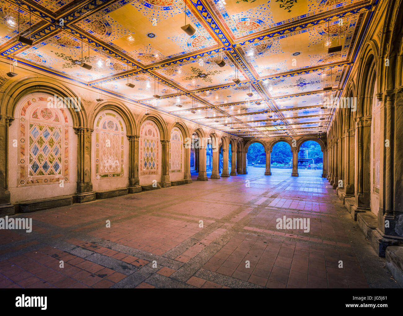 New York, New York, USA at Bethesda Terrace in Central Park Stock Photo ...