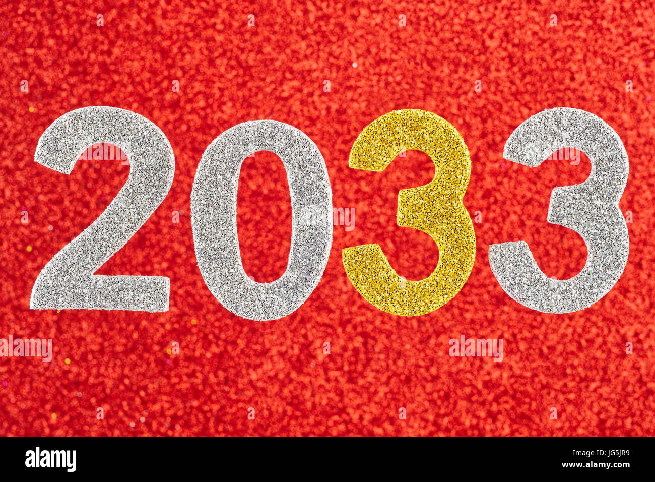 Number two thousand and thirty-three over a red background. Anniversary ...