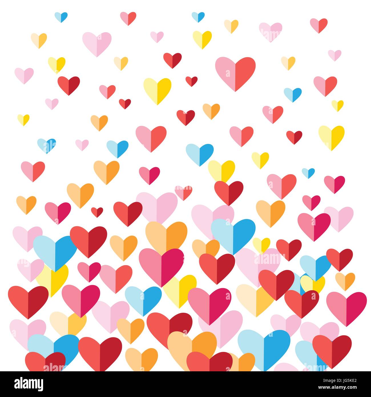 Festive vivid background with multi-colored hearts on white Stock ...