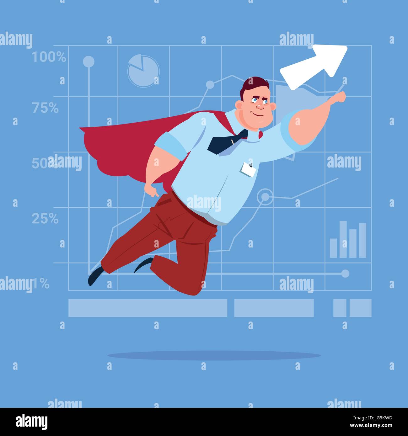 Businessman Super Hero Fly Up Financial Graph Arrow Stock Vector Image ...