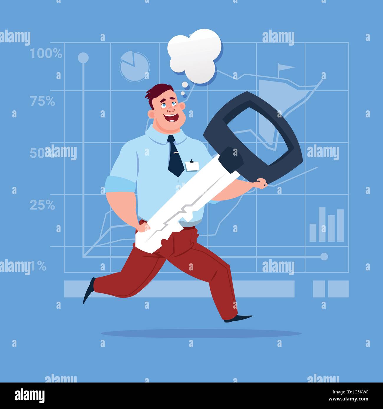 Business Man Holding Key Safe Security Success Concept Stock Vector ...