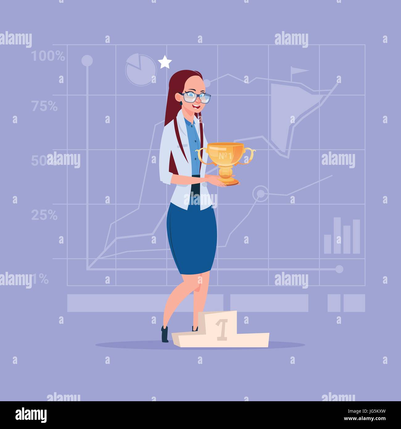 Business woman winner celebration Stock Vector Images - Alamy
