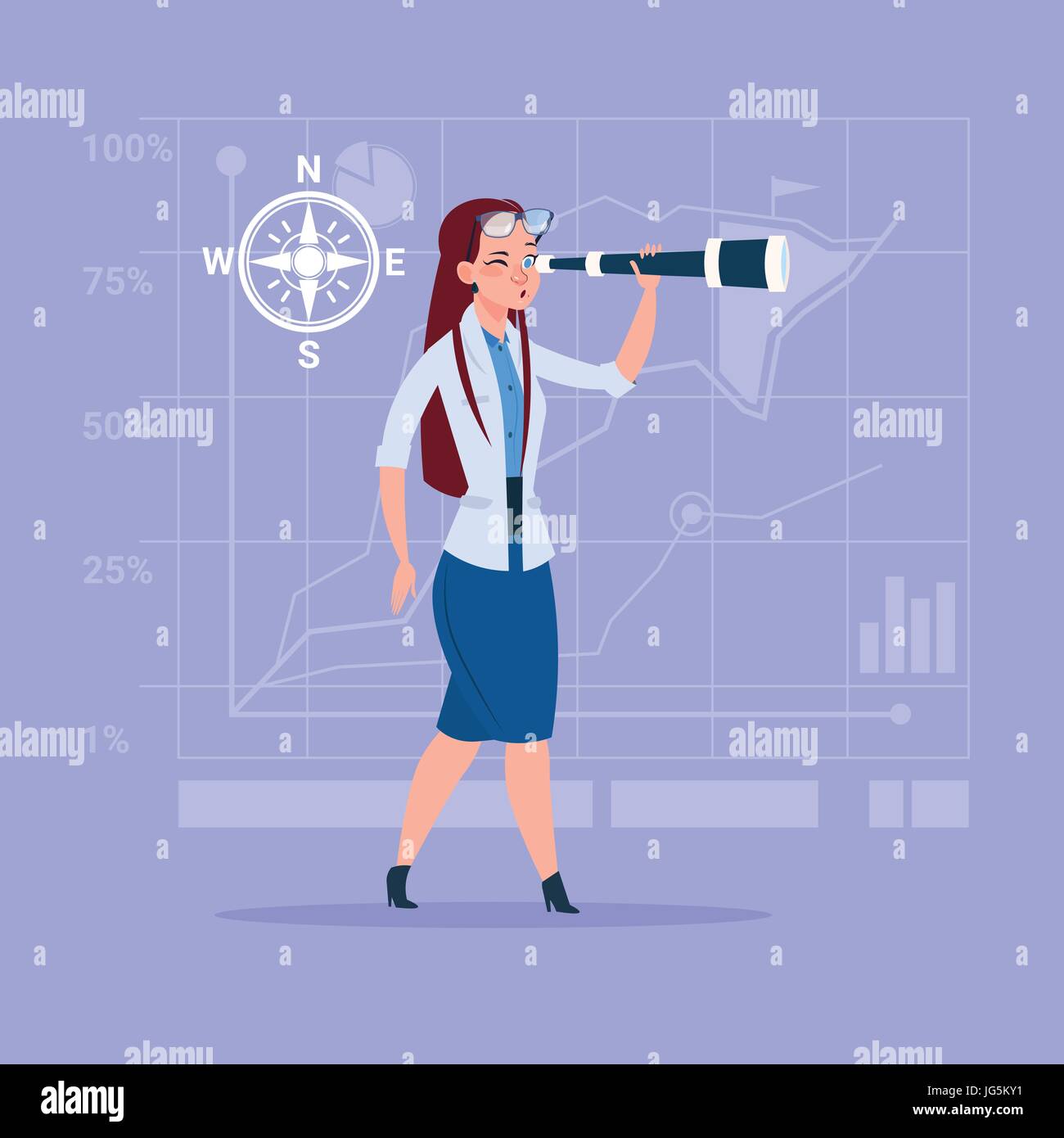 Cartoon telescope woman hi-res stock photography and images - Alamy