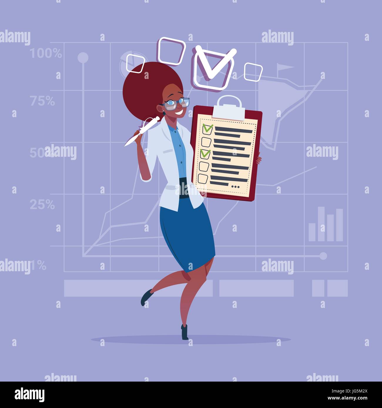 African American Business Woman Holding Check List Clipboard Stock ...