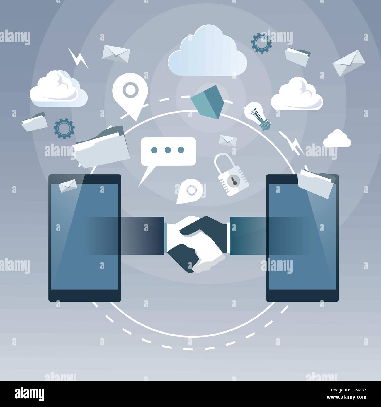 Internet connections shake hands Stock Vector Images - Alamy