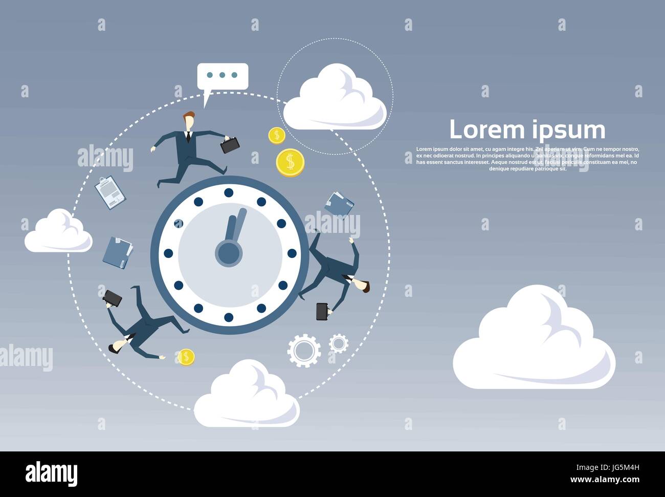 Business People Group Turning Around Alarm Clock Deadline Time ...