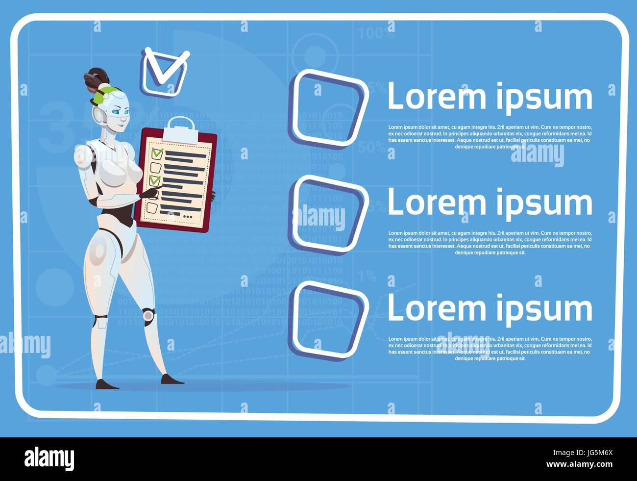 Modern Robot Female Holding Checklist With Copy Space Futuristic ...
