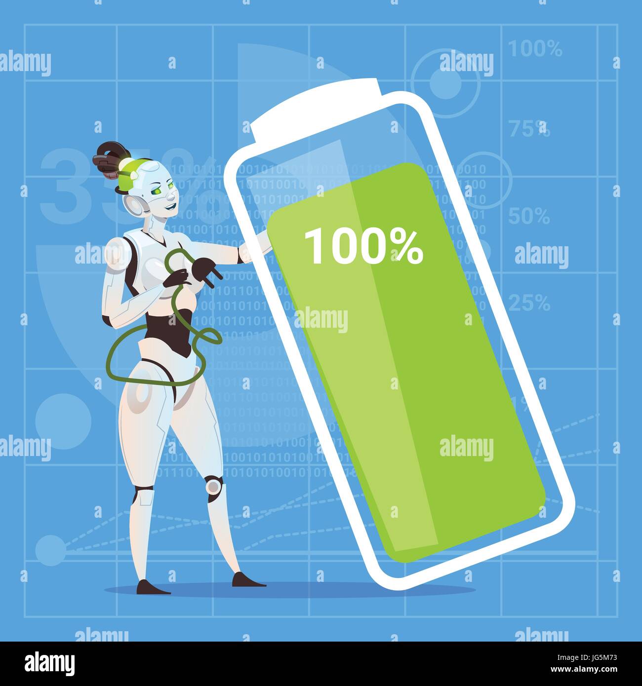 Modern Robot Female With Full Battery Charge Futuristic Artificial ...