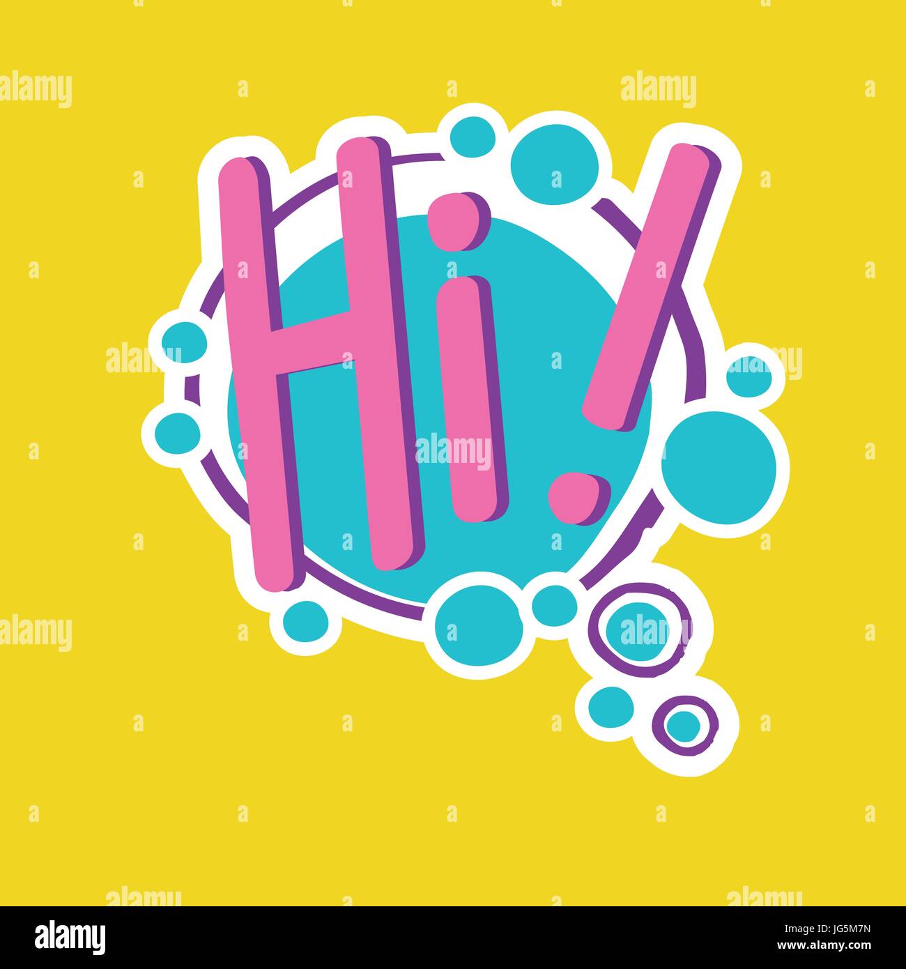 Hi Sticker Social Media Network Message Badges Design Stock Vector ...