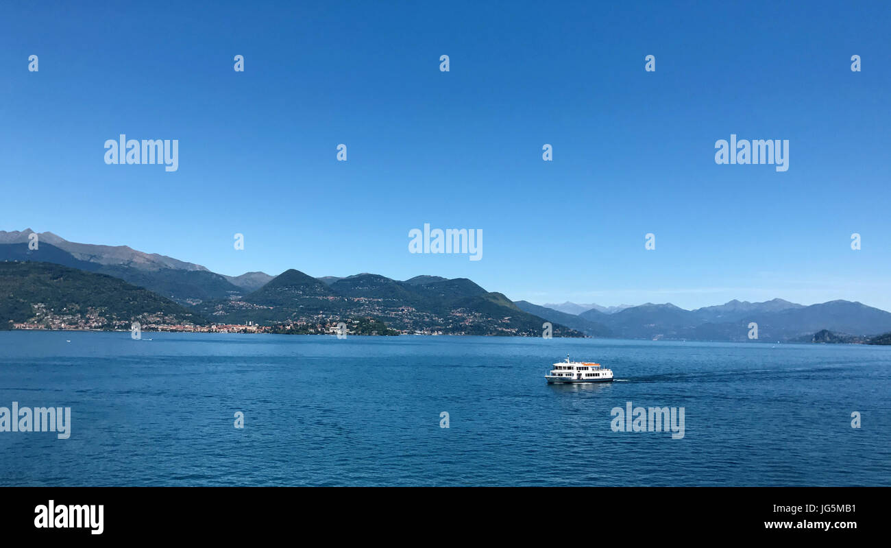 Lake Maggiore Italy mountains water and boat landscape Stock Photo - Alamy