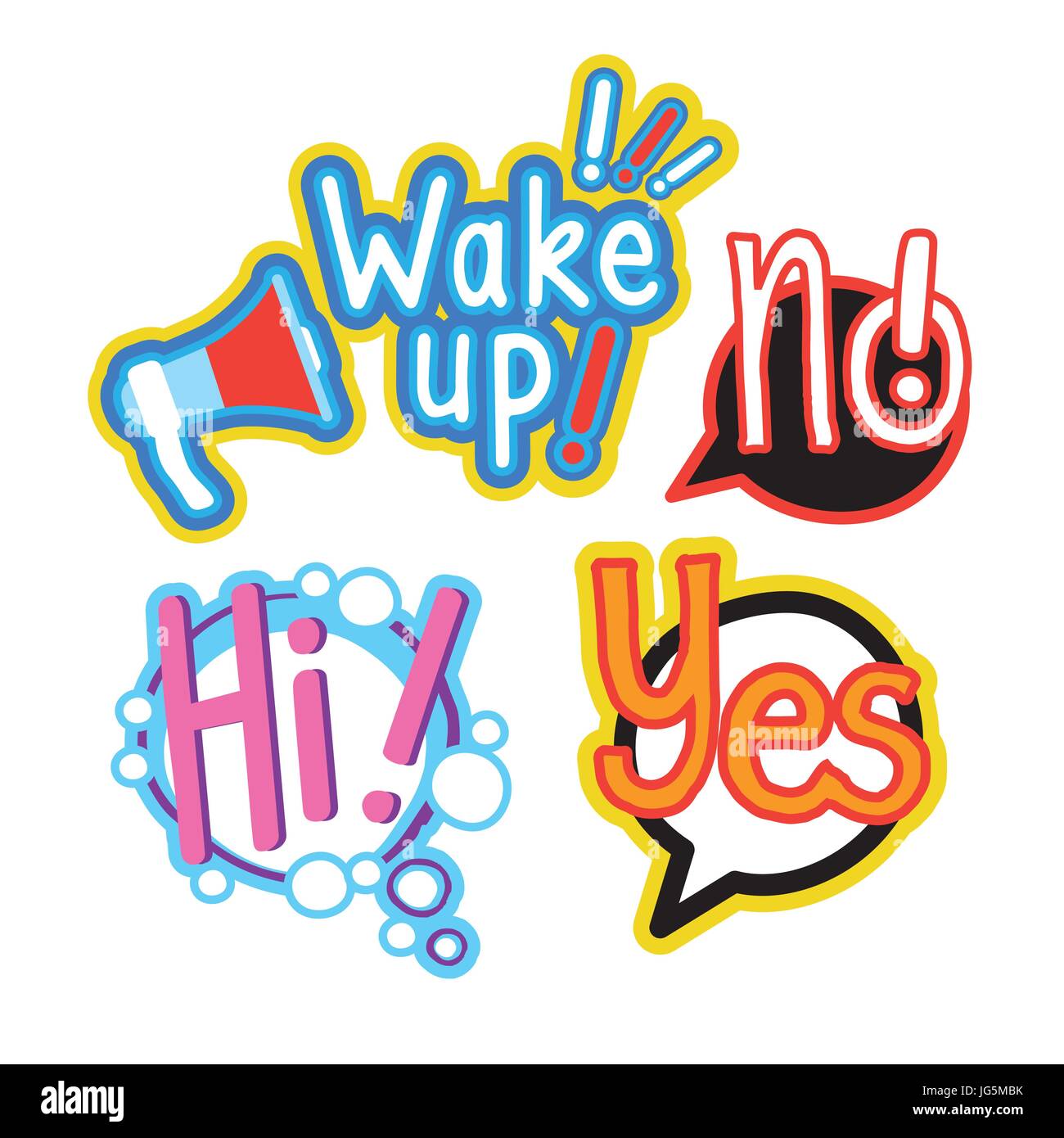 Sticker Set Social Media Network Message Badges Design Collection Stock ...